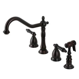 kingston brass ks1795pklbs duchess widespread kitchen faucet, oil rubbed bronze