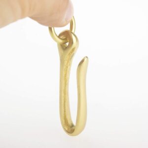 lasenersm 1 Pieces Brass Belt Keyring U Hook FOB Belt Clip Loop Pocket Clip with Ring Brass U Hook Wallet Clip for Key Chain Wallet Chain Size L