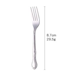 Dinner Fork Salad Dessert Forks Rose Pattern 12 Pieces, BUY&USE Silver Stainless Steel 7.3-Inch Flatware