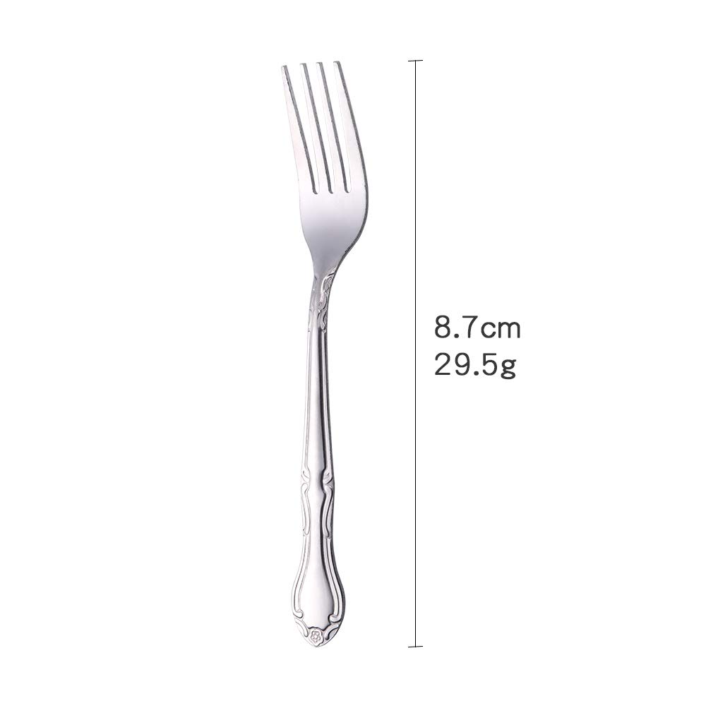 Dinner Fork Salad Dessert Forks Rose Pattern 12 Pieces, BUY&USE Silver Stainless Steel 7.3-Inch Flatware