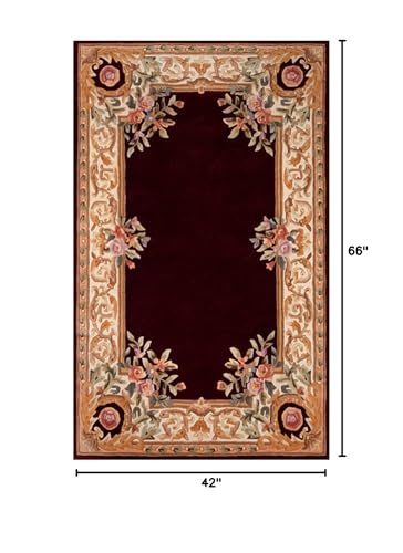 Momeni Harmony India Wool Hand Tufted Traditional Burgundy Area Rug 3'6"" X 5'6""" (HARM2HAI-7BUR3656)