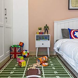 Furnish my Place 700 Corner Football Play Area Rug for Kids Playroom, Bathroom & Kindergarten Classroom, Corner Football Field Ground, Green (3'3"x8')