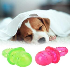 HEEPDD 2Pcs Dog Pacifier Chew Toys, Pet Puppy Molar Chewing Training Toys Bite Resistant Rubber Clean Teeth Tools for Pet Puppy Dogs Cats (Red Green)