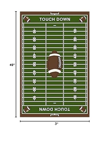 Furnish my Place 700 Corner Football Play Area Rug for Kids Playroom, Bathroom & Kindergarten Classroom, Corner Football Field Ground, Green (3'3"x8')