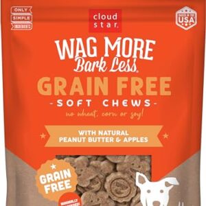 Cloud Star Wag More Bark Less Soft Chews Grain Free Dog Treats, Peanut Butter & Apples, 20 oz. Pouch