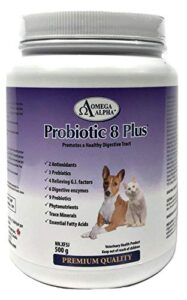 omega alpha pet probiotic 8 plus - probiotics, enzymes, and fibre for better pet digestion.-500g