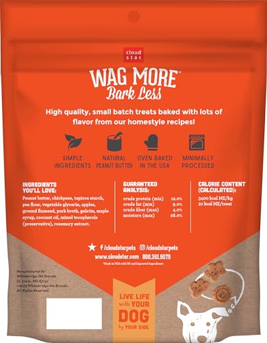 Cloud Star Wag More Bark Less Soft Chews Grain Free Dog Treats, Peanut Butter & Apples, 20 oz. Pouch