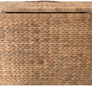 eHemco Heavy-duty Water Hyacinth Wicker Storage Trunk with Metal Frame, 30 by 17.5 by 17.5 Inches, Natural