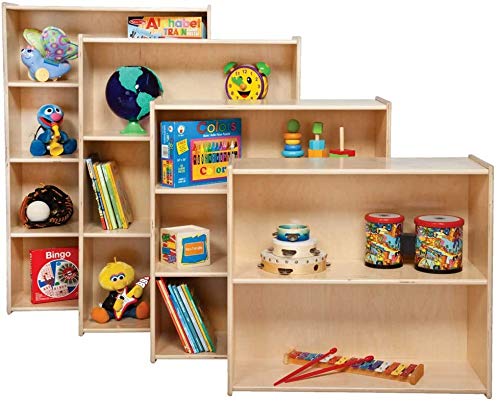 Contender Kids Storage Organizer for Toys, Games, Art, and Books, 2 Shelves, Wood Furniture for Toddlers, Children, Daycare, Classroom, 47-inch Width