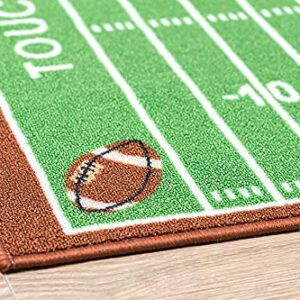 Furnish my Place 700 Corner Football Play Area Rug for Kids Playroom, Bathroom & Kindergarten Classroom, Corner Football Field Ground, Green (3'3"x8')