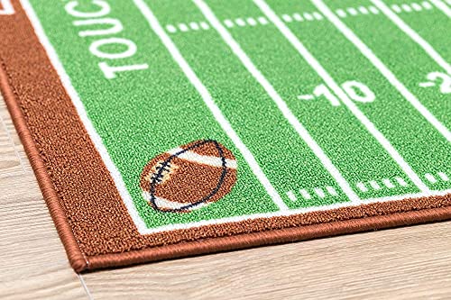 Furnish my Place 700 Corner Football Play Area Rug for Kids Playroom, Bathroom & Kindergarten Classroom, Corner Football Field Ground, Green (3'3"x8')