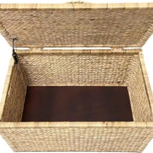 eHemco Heavy-duty Water Hyacinth Wicker Storage Trunk with Metal Frame, 30 by 17.5 by 17.5 Inches, Natural