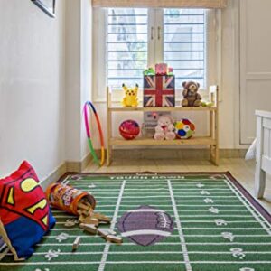 Furnish my Place 700 Corner Football Play Area Rug for Kids Playroom, Bathroom & Kindergarten Classroom, Corner Football Field Ground, Green (3'3"x8')