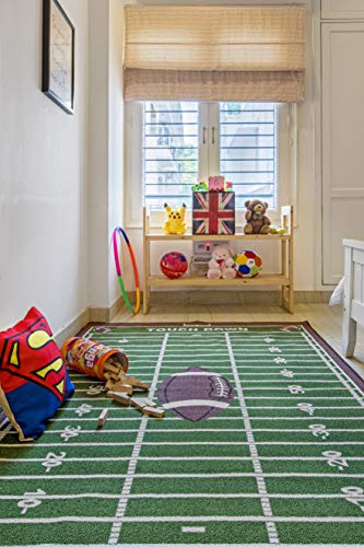 Furnish my Place 700 Corner Football Play Area Rug for Kids Playroom, Bathroom & Kindergarten Classroom, Corner Football Field Ground, Green (3'3"x8')