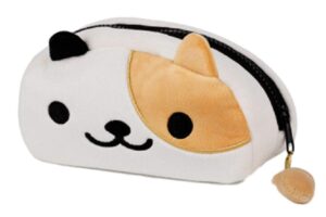 gk-o cute cat plush pencil case pen bag cartoon make up cosmetic bag (white yellow)