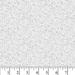 dainty leaves silver gray cotton fabric, 1-yard precuts