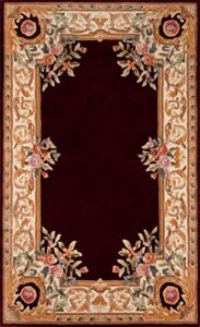 momeni harmony india wool hand tufted traditional burgundy area rug 3'6"" x 5'6""" (harm2hai-7bur3656)