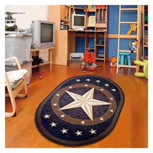 furnish my place 800 texas star cowboy area kids rug for playroom, bathroom & kindergarten classroom, floor mat, texas western star rustic, multicolor (6'7"x9'2" oval)