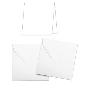 premium 3" x 3" white folded card & envelope set - 50 pack - blank folded cards and white envelopes - great for floral cards, small thank you's, diy small cards, and more!