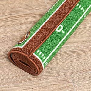 Furnish my Place 700 Corner Football Play Area Rug for Kids Playroom, Bathroom & Kindergarten Classroom, Corner Football Field Ground, Green (3'3"x8')