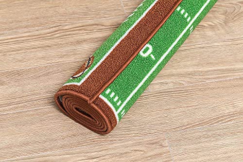 Furnish my Place 700 Corner Football Play Area Rug for Kids Playroom, Bathroom & Kindergarten Classroom, Corner Football Field Ground, Green (3'3"x8')