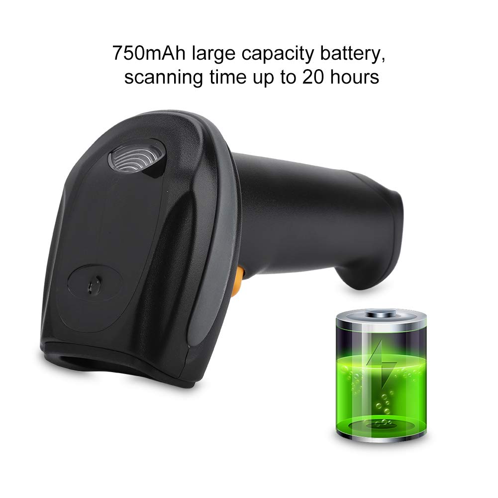 433MHz Barcode Scanner Handheld 32-Bit Barcode Decoder Reader with Charging Base Accurate and Fast Reading Pour PC/Notebook FG-WX2800C