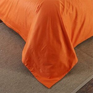 DREFEEL 100% Natural Cotton Duvet Cover Queen Size Vibrant Orange 3 Pcs Set (1 Duvet Cover, 2 Pillowcase) - Soft Comforter Cover Quilt Case - Solid Bedding