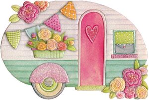 pictura camper with pink door sienna garden die cut feminine birthday card for her/woman