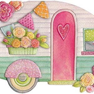 Pictura Camper with Pink Door Sienna Garden Die Cut Feminine Birthday Card for Her/Woman