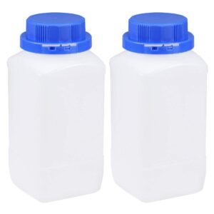 uxcell plastic lab chemical reagent bottle 1000ml/34oz wide mouth sample sealing liquid storage container translucent 2pcs