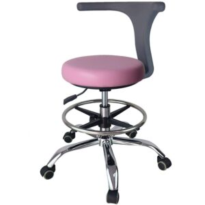 dentist assistant stool with mute casters for dental treatment (pink)