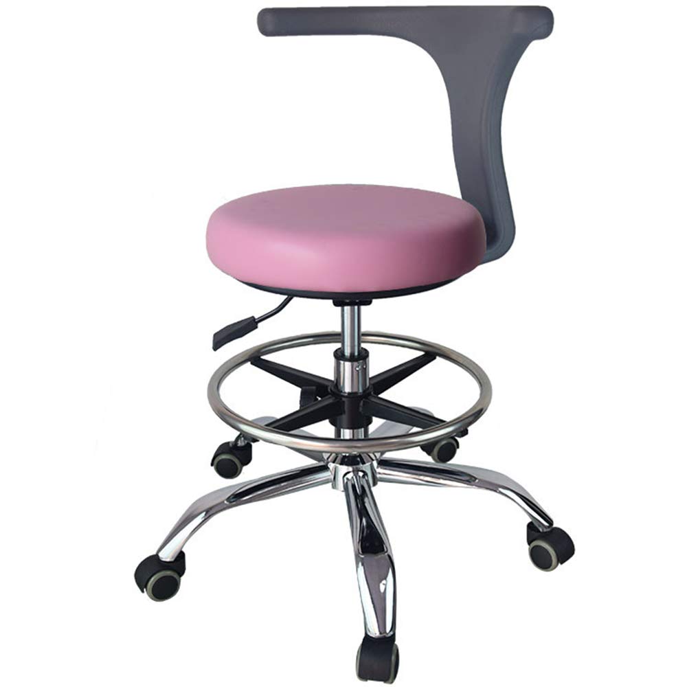 Dentist Assistant Stool with Mute Casters for Dental Treatment (Pink)