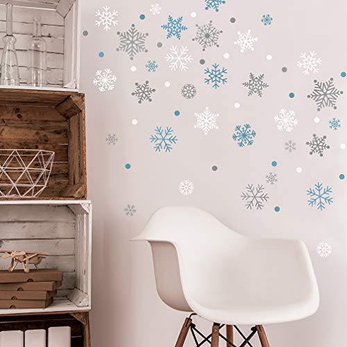 Paper Riot Co. Peel-and-Stick Assorted Snowflake Frozen Theme Holiday Vinyl Wall Decal Set, 186 Count