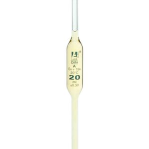 EISCO Volumetric Pipette, 20mL - Class A - Blue Markings - Yellow Coded - Borosilicate Glass