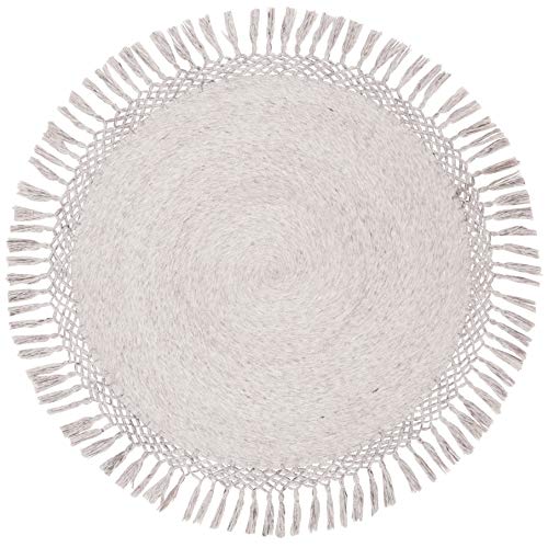 SAFAVIEH Sahara Collection 3' Round Beige SAH490A Handmade Boho Tassel Area Rug