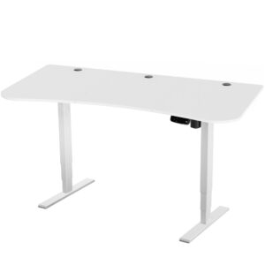 VIVO Electric 63 x 32 inch Standing Desk Workstation, Memory Controller Height Adjustment, 176 lb Frame Support, 2E Series, White Top White Frame, DESK-KIT-2E1W