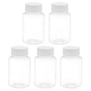 uxcell 3.4 oz/100ml pet plastic lab chemical reagent bottle wide mouth liquid/solid storage container clear bottles w tamper evident caps 5pcs