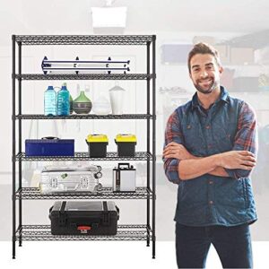 tyyps wire shelving unit shelving rack shelf 6 shelf 42" w x16 d x72 h heavy duty height adjustable for restaurant garage pantry kitchen wire rack nsf - black