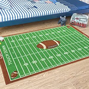 Furnish my Place 700 Corner Football Play Area Rug for Kids Playroom, Bathroom & Kindergarten Classroom, Corner Football Field Ground, Green (3'3"x8')