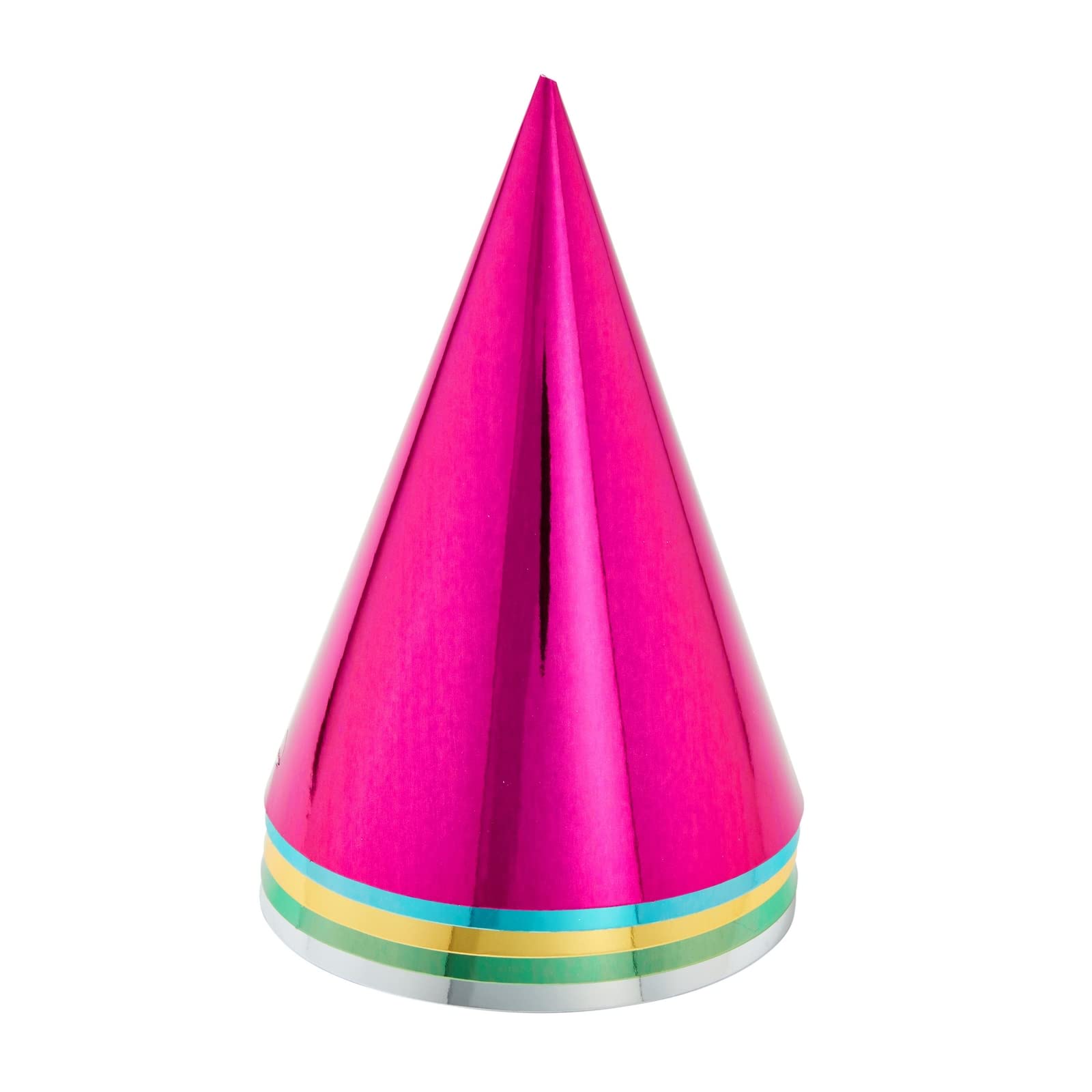 BLUE PANDA 50 Pack Birthday Party Cone Hats for Kids and Adults, Bulk Set in 5 Colors (Metallic Blue/Green/Gold/Silver/Hot Pink)