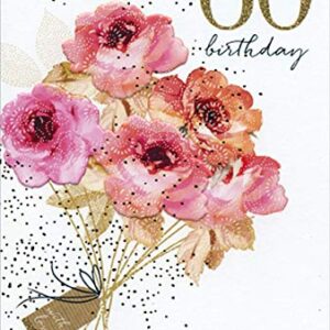 Pictura Shimmering Rose Bouquet Sara Miller Feminine 60th Birthday Card for Her/Woman