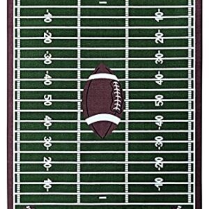 Furnish my Place 700 Corner Football Play Area Rug for Kids Playroom, Bathroom & Kindergarten Classroom, Corner Football Field Ground, Green (3'3"x8')