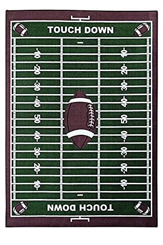 Furnish my Place 700 Corner Football Play Area Rug for Kids Playroom, Bathroom & Kindergarten Classroom, Corner Football Field Ground, Green (3'3"x8')