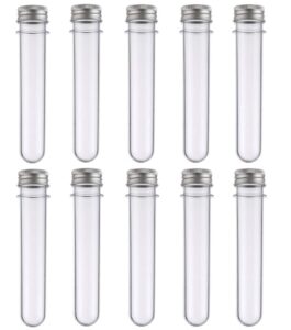 lassum 10 pack 40ml clear plastic test tubes with screw caps multi- purpose plastic vials containers for scientific experiments, party, decorate the house, candy storage