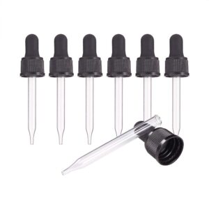 ph pandahall set of 12, glass eye droppers for essential oil 30ml (1 ounce) pressure rotating cover oil droppers pipettes roller tops for essential oil bottles