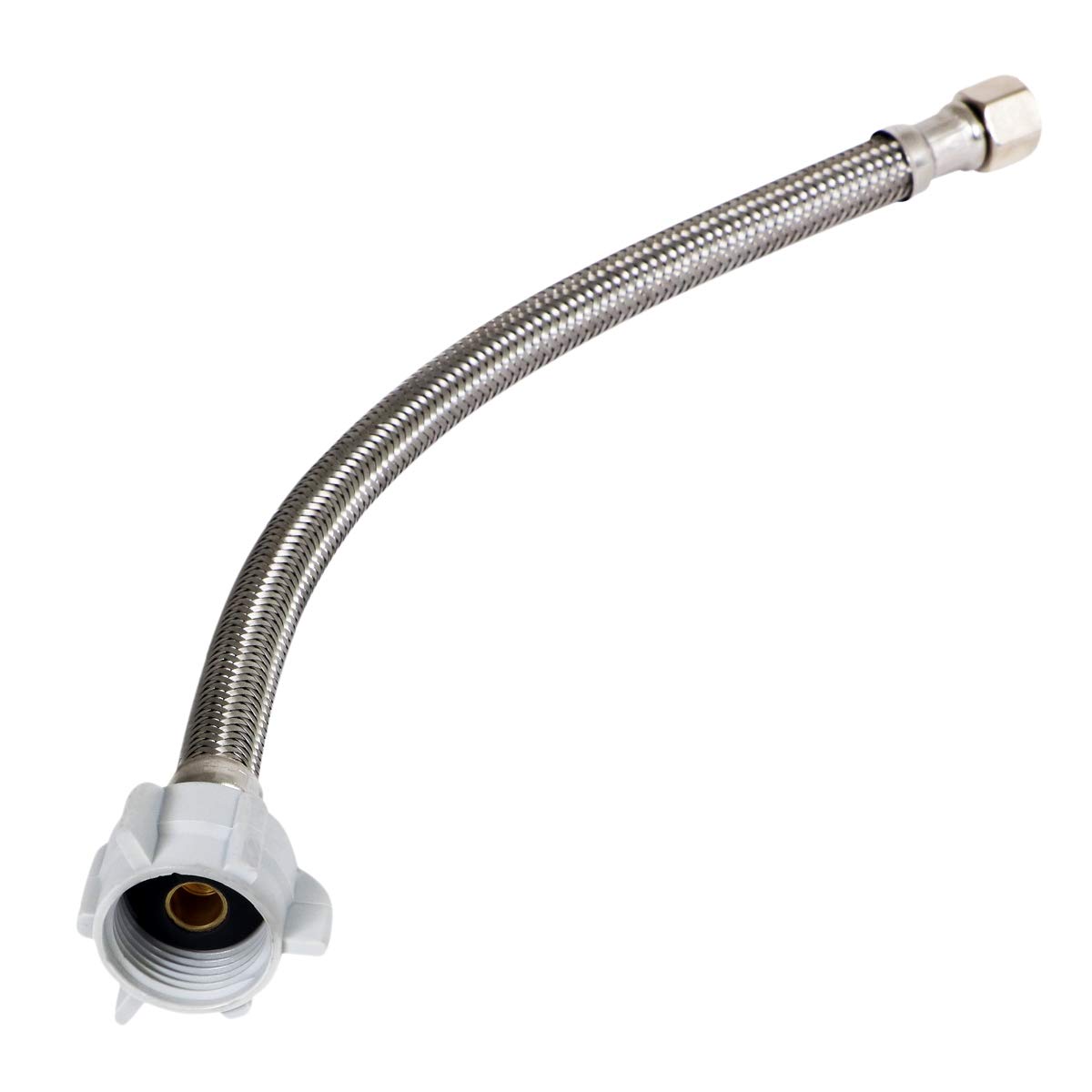 Highcraft CNCT27416-OM1 Hose Connects to Water, Braided Stainless Steel Supply Line, 3/8 Compression x 7/8 Female Balcock Nut Toilet Connector 16 Inch