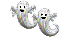 set of 2 holographic spooky ghost 28" foil party balloons