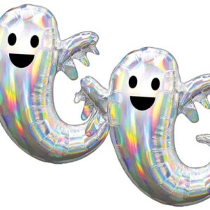 Set of 2 Holographic Spooky Ghost 28" Foil Party Balloons