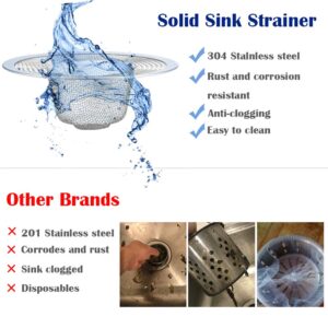 2 Pcs Heavy Duty Stainless Steel Slop Basket Filter Trap, 3.54" Top / 1.65" Mesh Metal Sink Strainer, Perfect for Kitchen Sink/Bathroom Bathtub RV Wash Basin Floor Drain Balcony Drain Hole