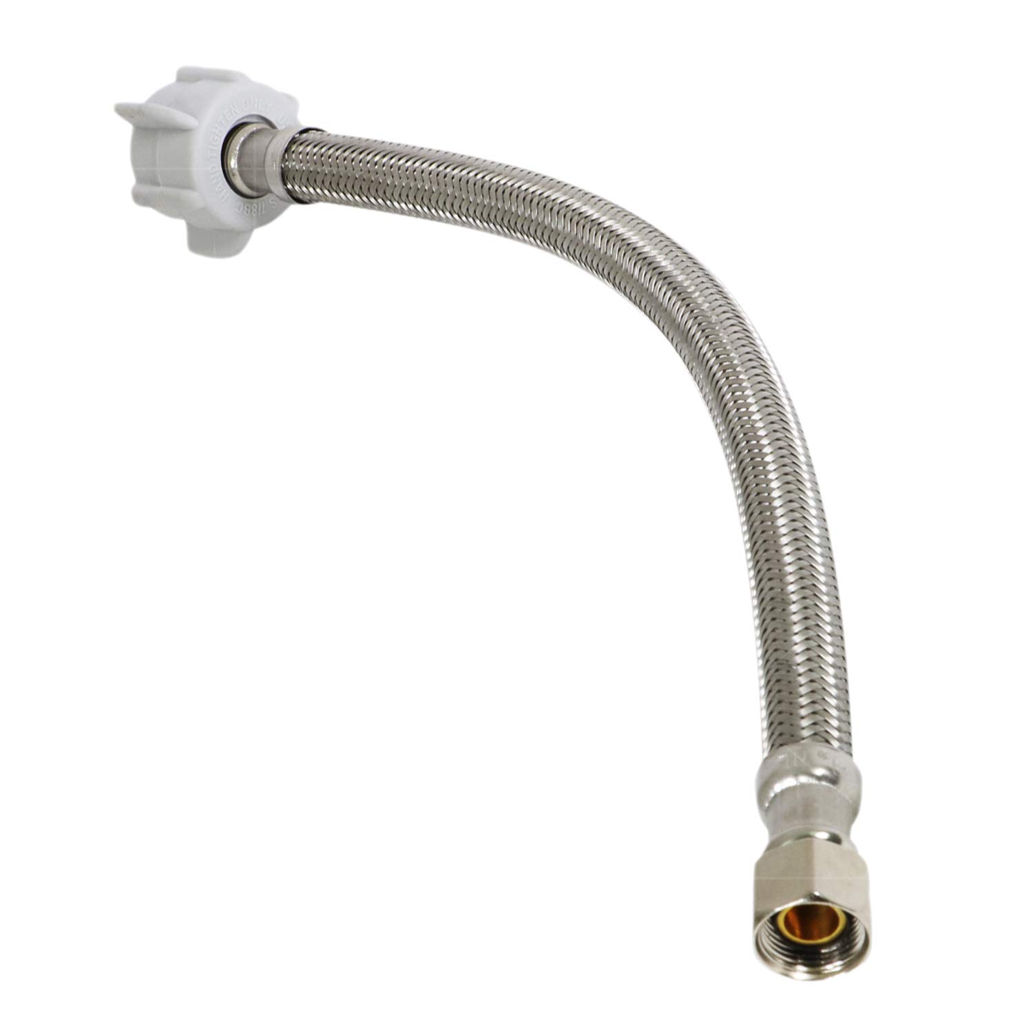 Highcraft CNCT27416-OM1 Hose Connects to Water, Braided Stainless Steel Supply Line, 3/8 Compression x 7/8 Female Balcock Nut Toilet Connector 16 Inch